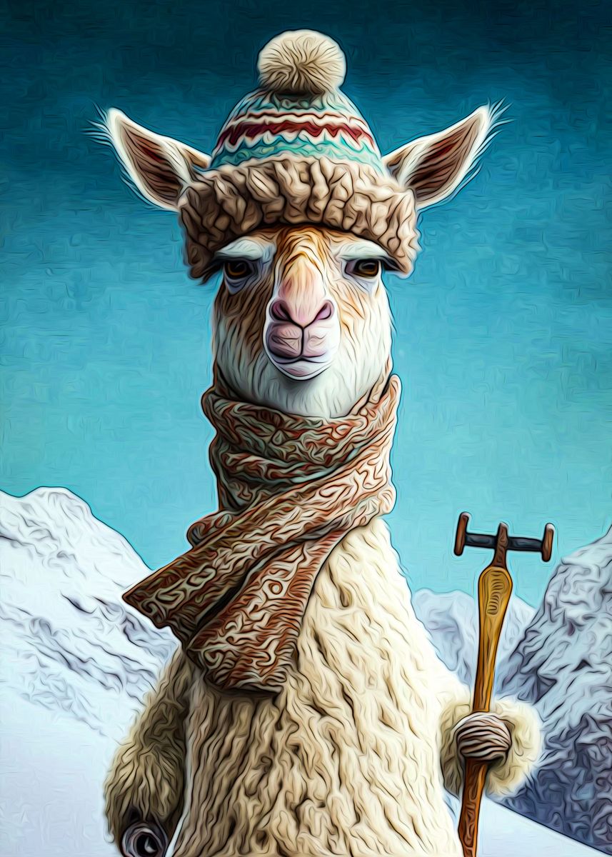 'Alpaca' Poster, picture, metal print, paint by davisd lee | Displate