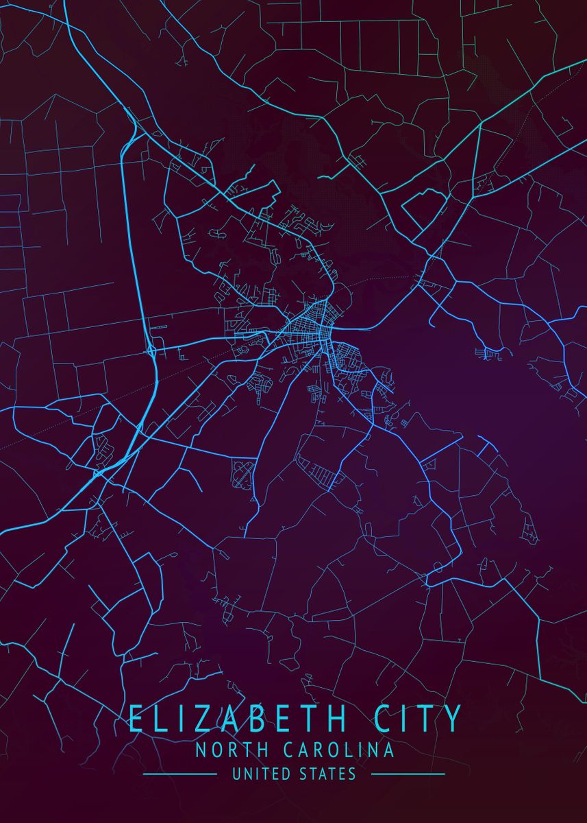 'Elizabeth USA City Map' Poster, picture, metal print, paint by Gigi ...