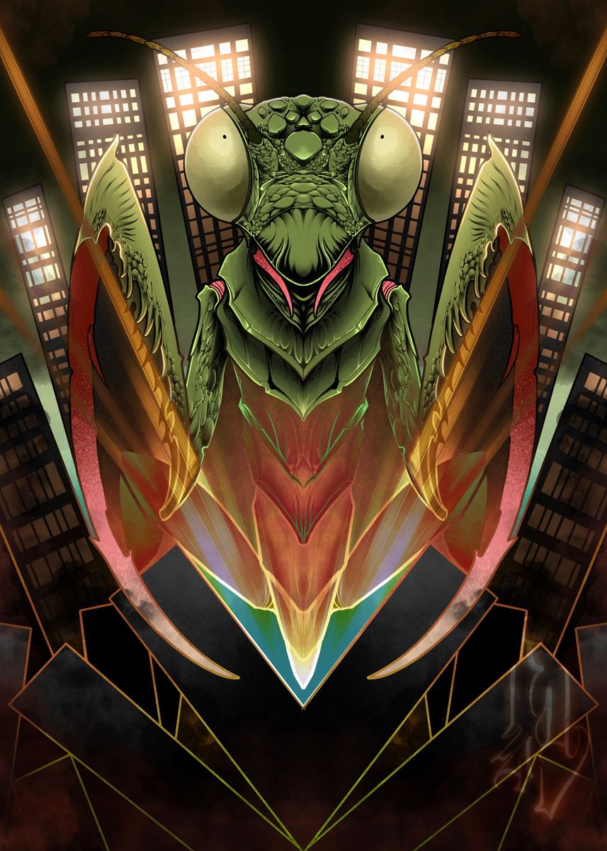 'Giant Mantis' Poster, picture, metal print, paint by Creydesign | Displate