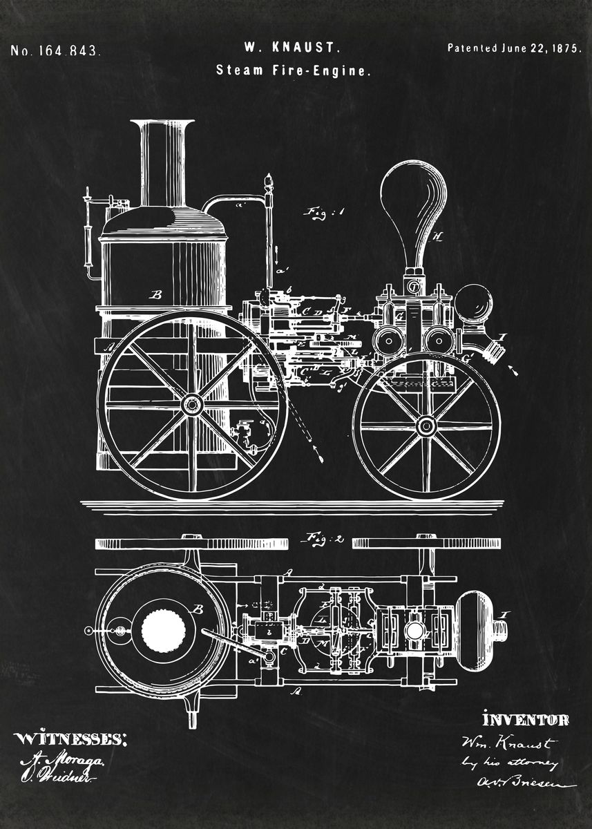 'Patented Steam Fire Truck' Poster, picture, metal print, paint by ...