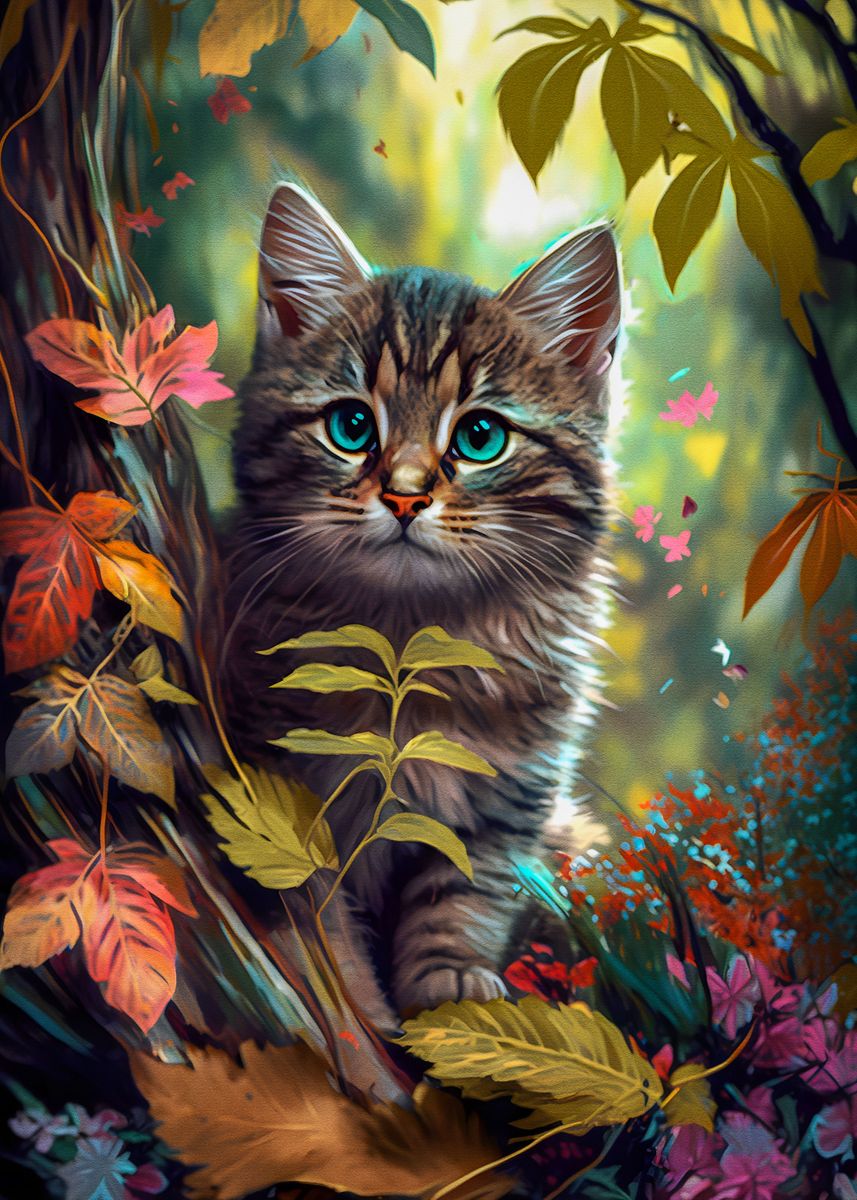 'CUTE KITTEN' Poster, picture, metal print, paint by Muhammad Irsan ...