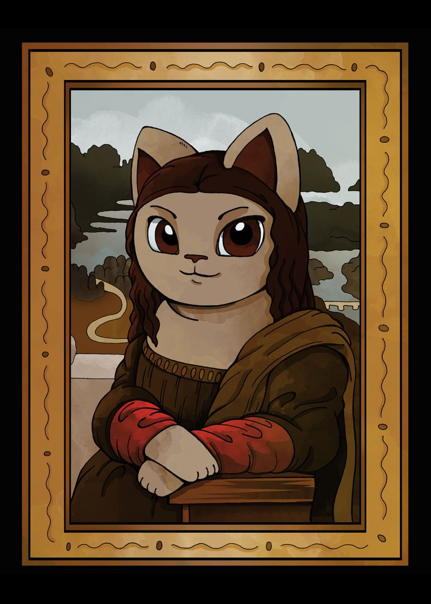 'Cat Lisa' Poster, picture, metal print, paint by Valentina Fabbri | Displate