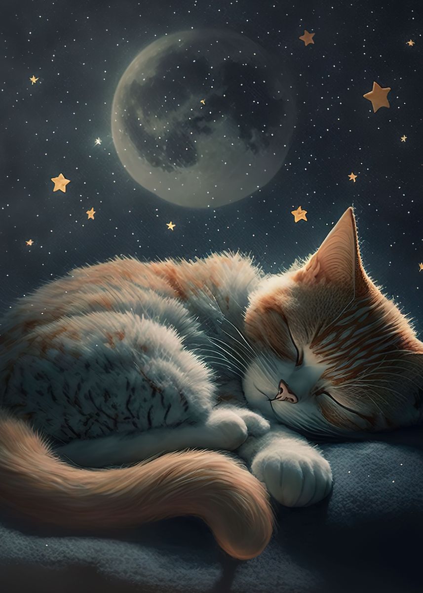 'Cat Cute Animal' Poster, picture, metal print, paint by Philippa ...