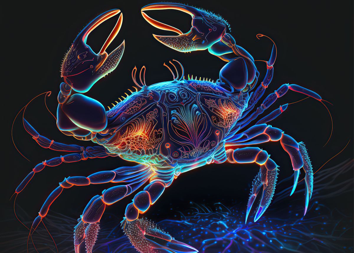 'Crab neon' Poster by Ahmet Thorpe | Displate