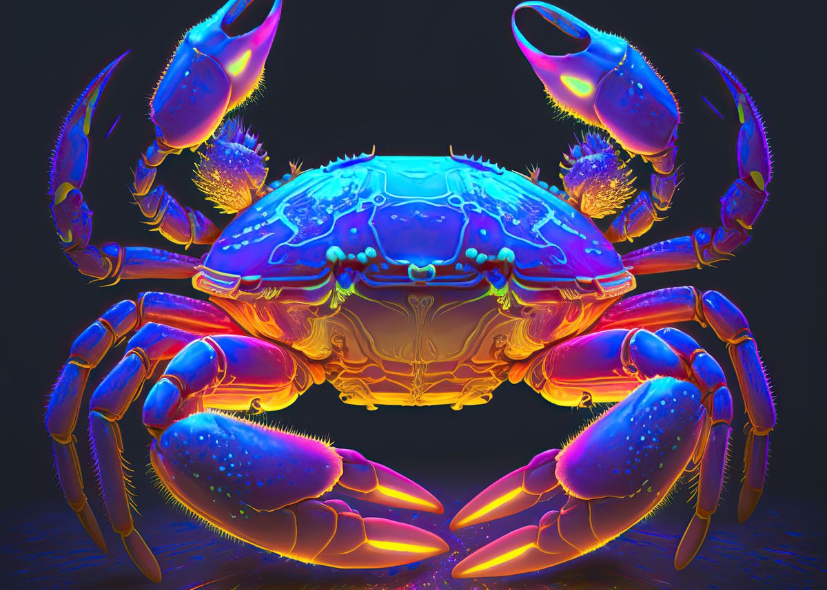 'Crab neon' Poster by Ahmet Thorpe | Displate