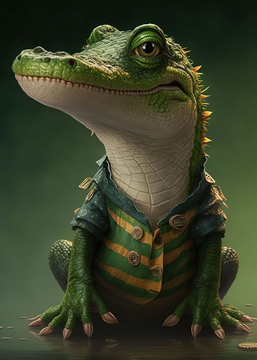 'crocodile cute animal' Poster, picture, metal print, paint by NeoRowe ...