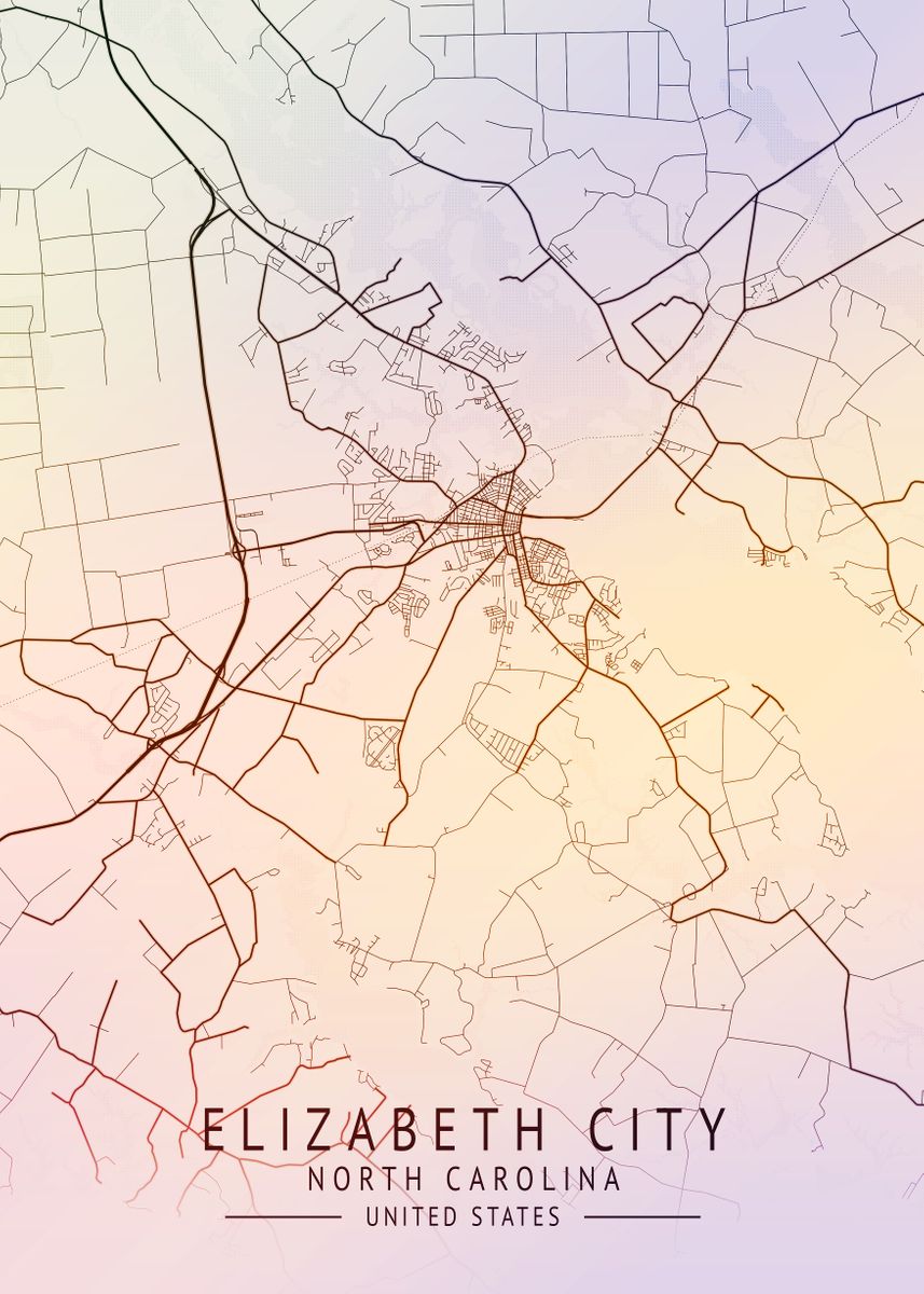 'Elizabeth USA City Map' Poster, picture, metal print, paint by Gigi ...