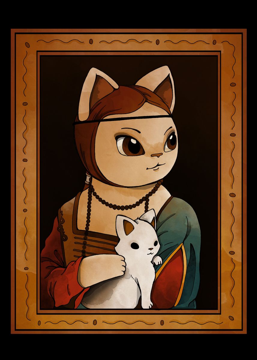 'The lady with a Cat' Poster, picture, metal print, paint by Valentina Fabbri | Displate