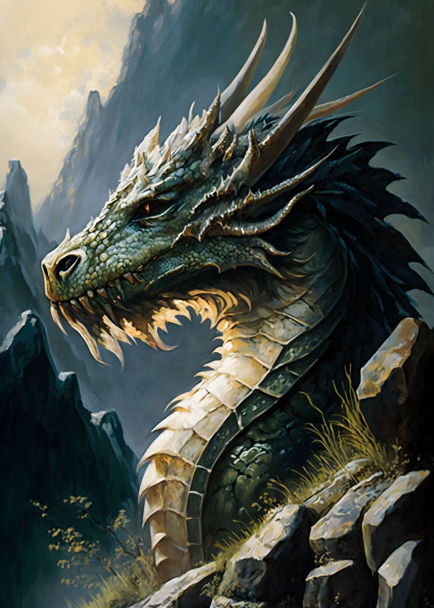 'Ruler of the Peaks Dragon' Poster, picture, metal print, paint by ...