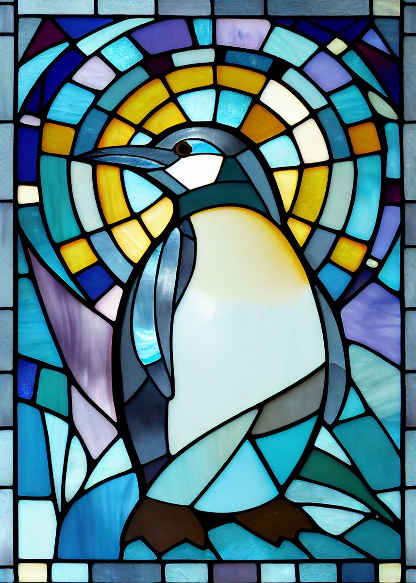 'Penguin Stained Glass' Poster, picture, metal print, paint by ...