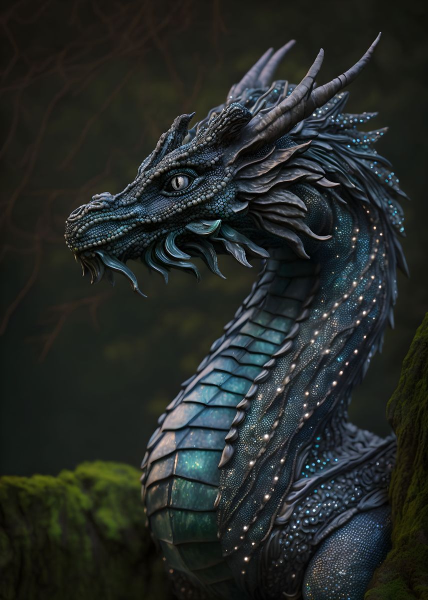 'Opalescent Dragon' Poster, picture, metal print, paint by mcmtdesigns | Displate