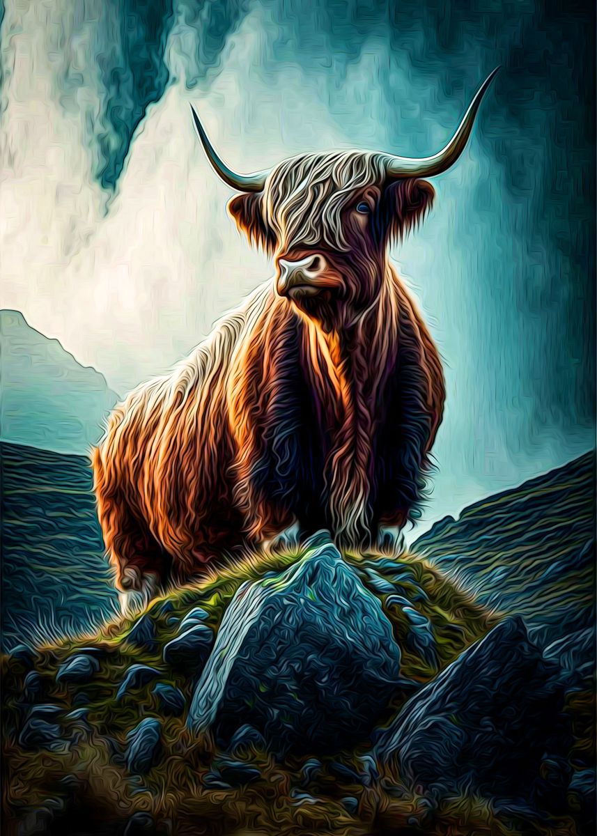 'Yak' Poster, picture, metal print, paint by Tiker Arts | Displate