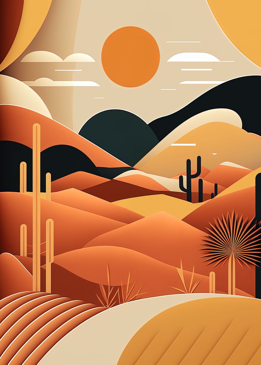 'Boho Landscape Warm Boho 6' Poster, picture, metal print, paint by ...
