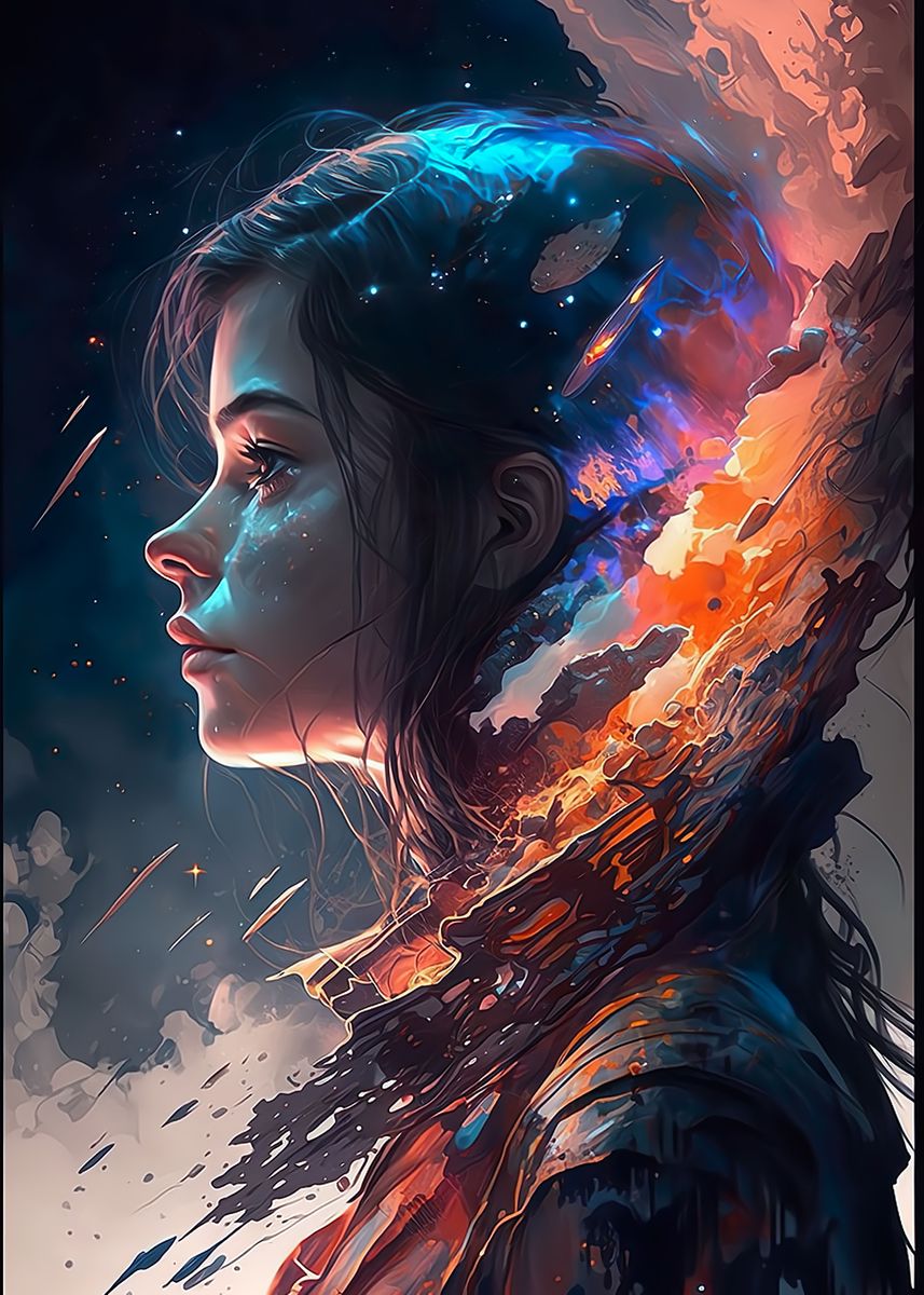 'Dreaming Anime Girl' Poster, picture, metal print, paint by ...