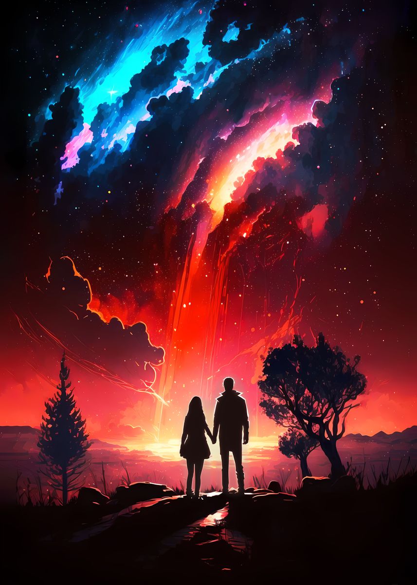 'Sunset Galaxy Landscape' Poster by Luong Phat | Displate