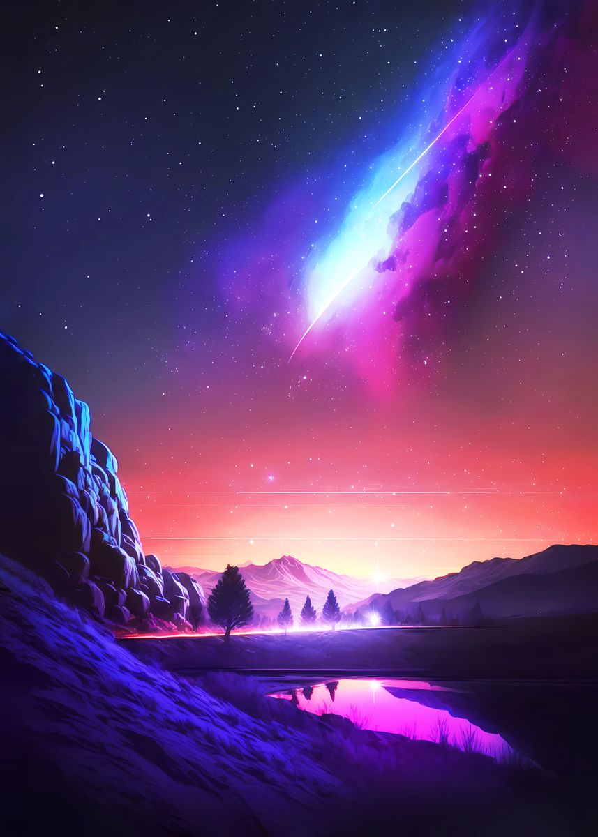 'Starry Sky Crossing' Poster, picture, metal print, paint by Luong Phat ...