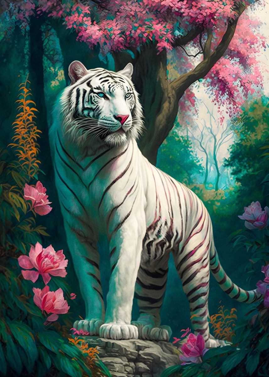 'white tiger' Poster, picture, metal print, paint by Muhammad Irsan ...