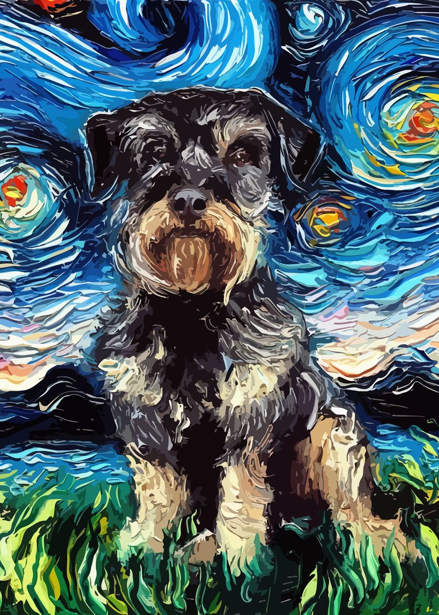 'Dog Starry Night Schnoodle' Poster, picture, metal print, paint by ...