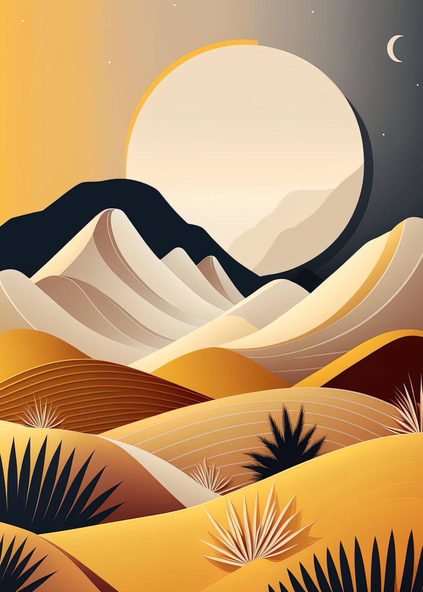 'Boho Landscape Warm Boho' Poster, picture, metal print, paint by ...