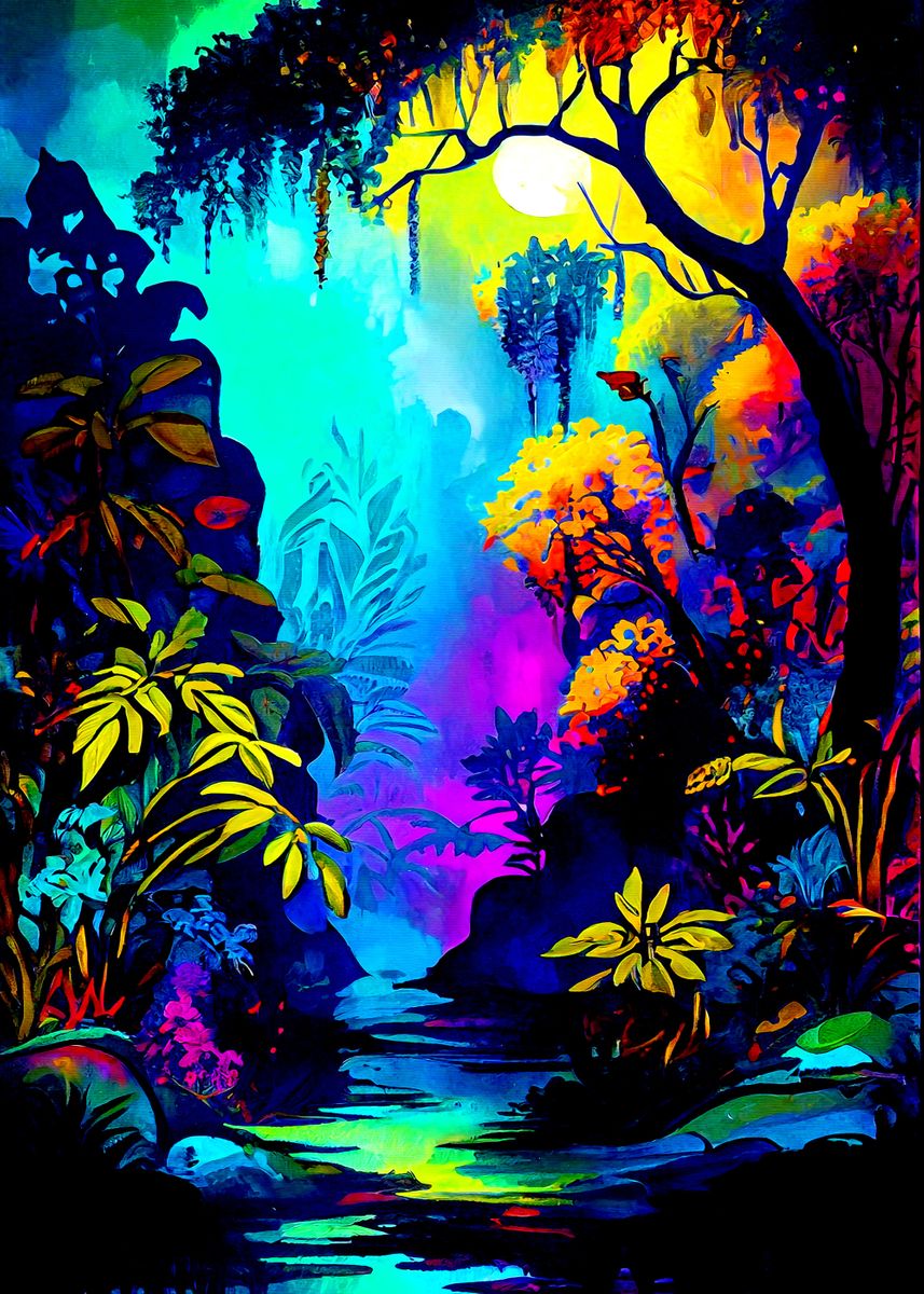 'Colorful Forest' Poster, picture, metal print, paint by Romos Xavi ...