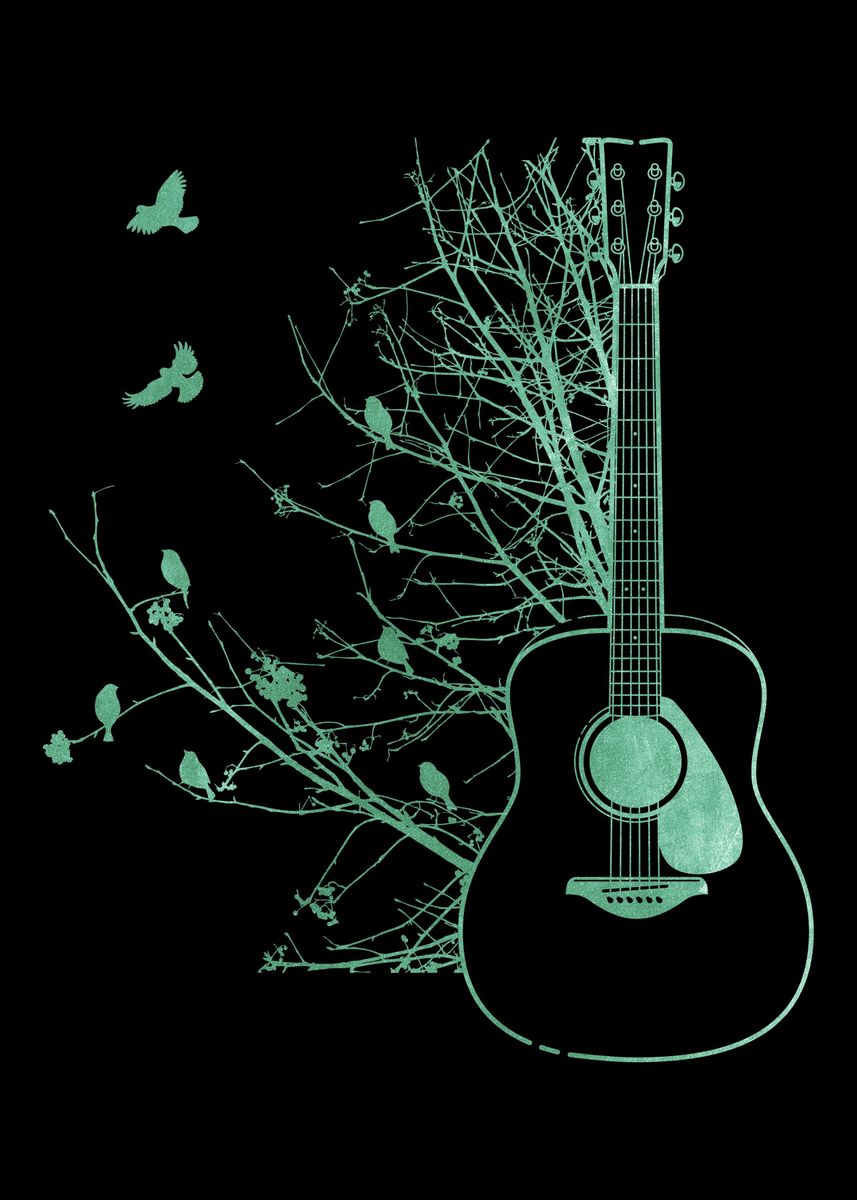'Acoustic Guitar Birds' Poster by professionaldesigns | Displate