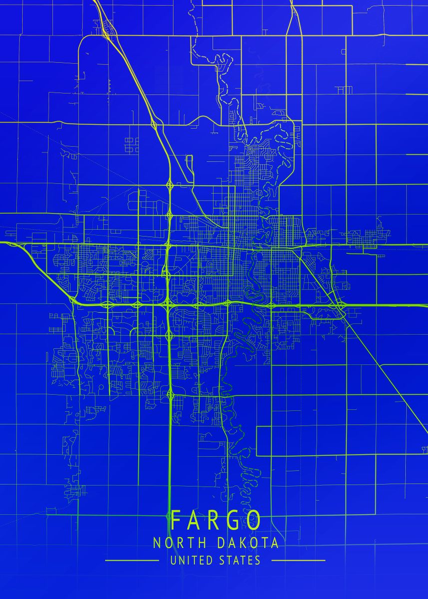 'Fargo USA City Map' Poster, picture, metal print, paint by Gigi Bgm ...