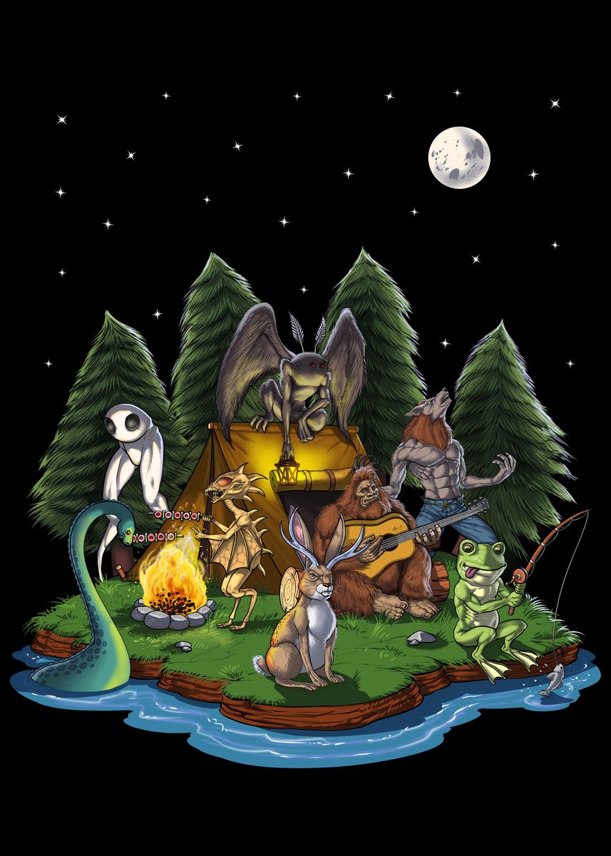 'Cryptozoology Cryptids' Poster, picture, metal print, paint by Psychonautica | Displate
