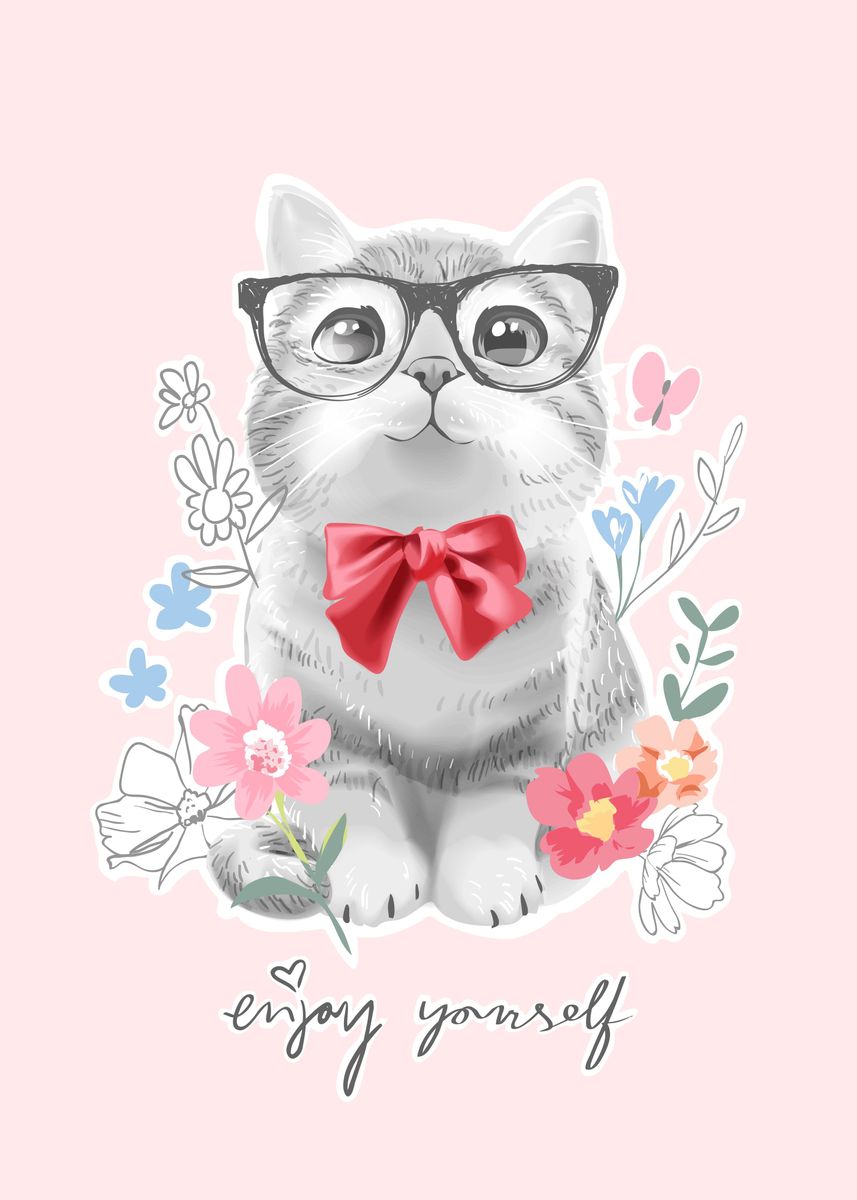 'Sweet little cat' Poster, picture, metal print, paint by ...