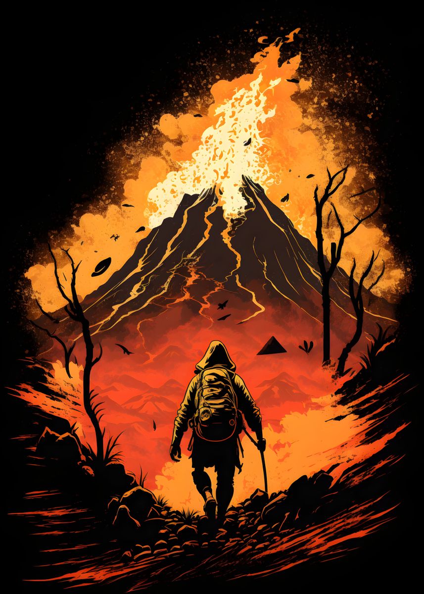 'Erupting Volcano Hunter' Poster, picture, metal print, paint by Maël ...