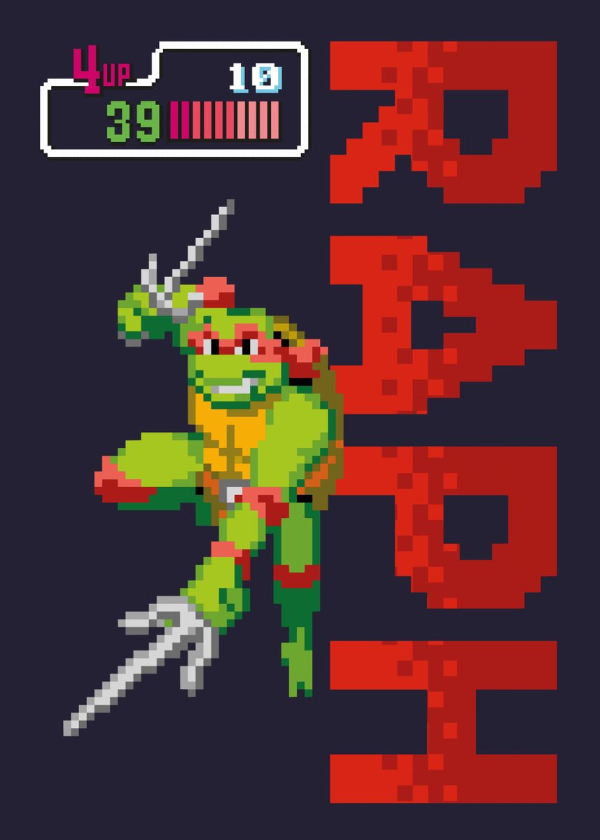 'Retro Raph' Poster, picture, metal print, paint by TMNT | Displate