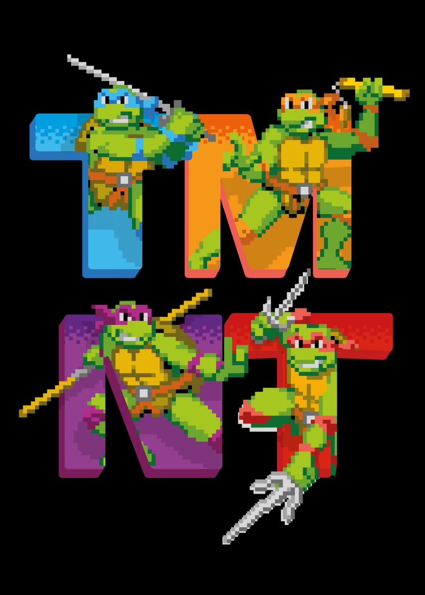 'Retro TMNT' Poster, picture, metal print, paint by TMNT | Displate
