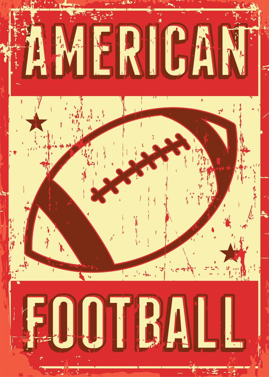 'American Football Retro' Poster, picture, metal print, paint by Naso ...