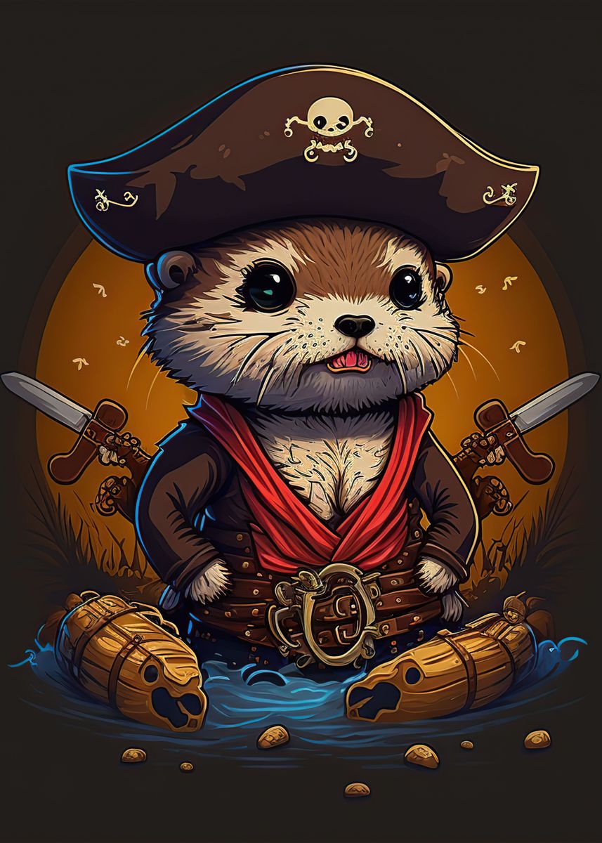 'Pirate otter' Poster by Anime Poster | Displate