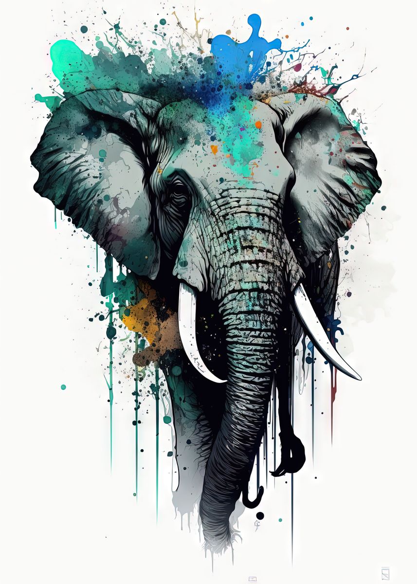 'Elephant' Poster, picture, metal print, paint by Jerhus | Displate