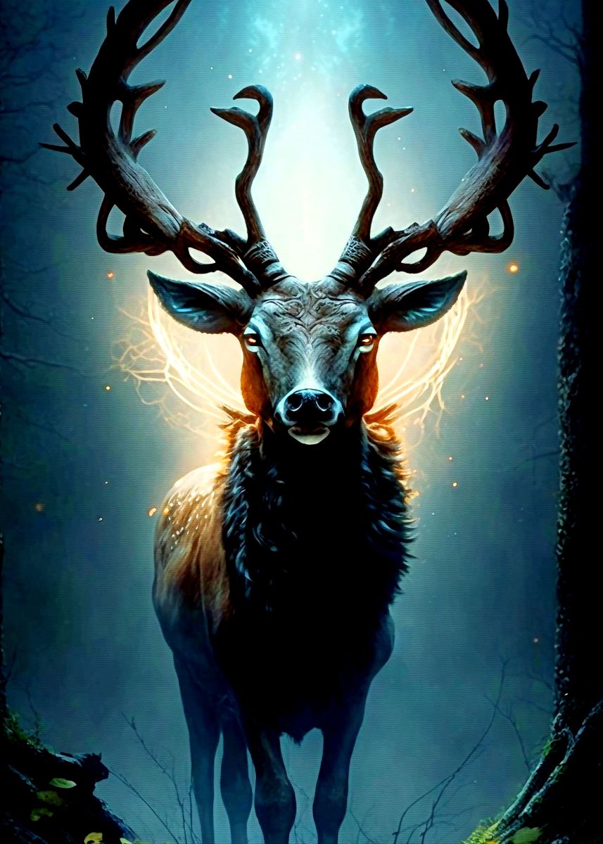 'Deer' Poster, picture, metal print, paint by Tiker Arts | Displate