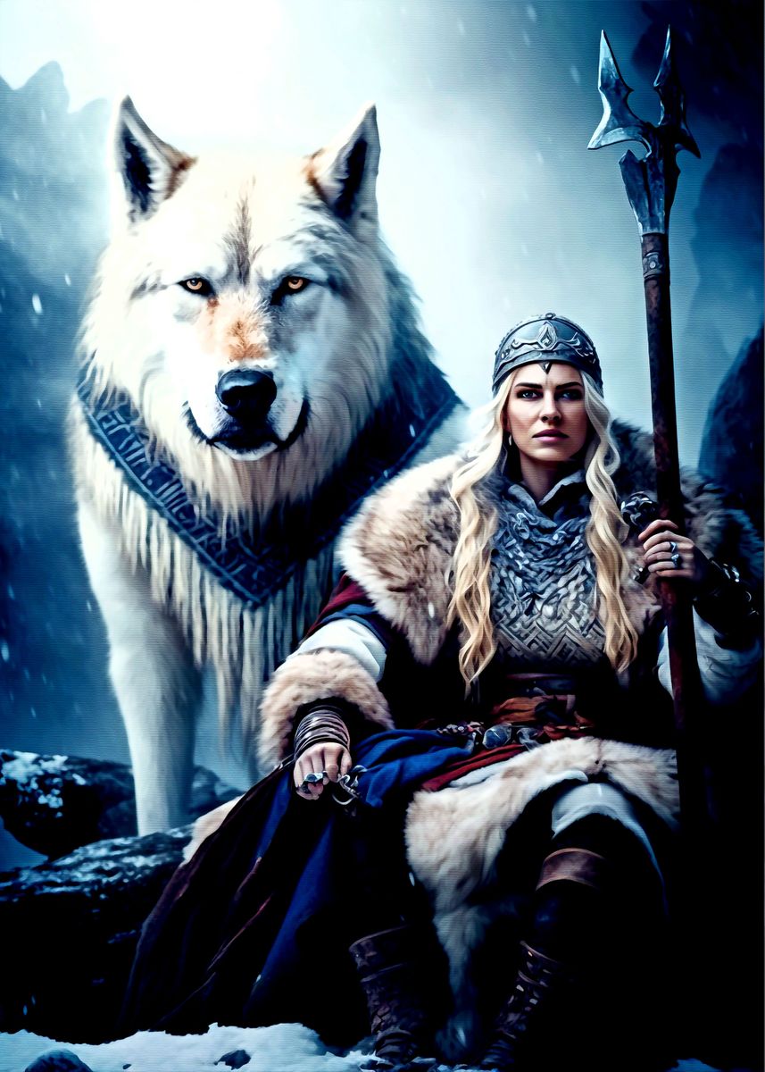 'Woman and Wolf' Poster, picture, metal print, paint by culinal dual ...