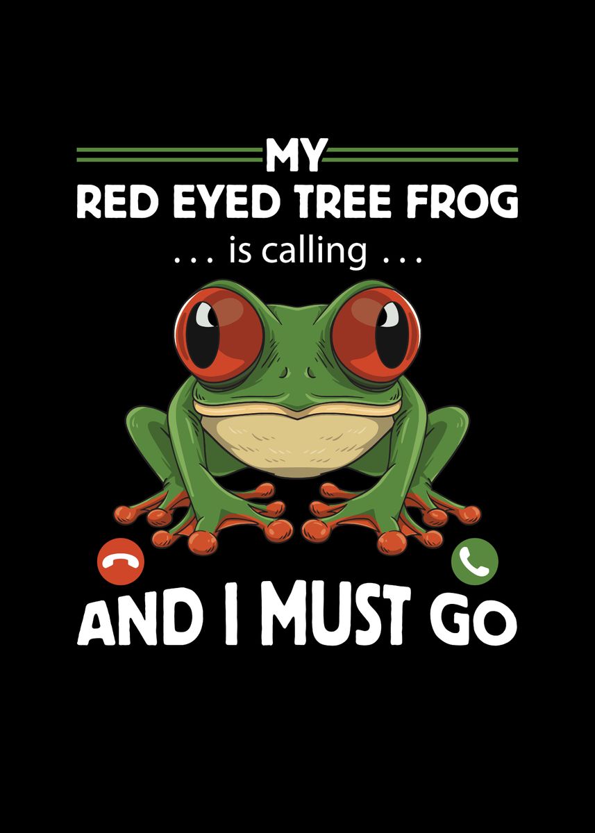 'Red Eyed Frog' Poster, picture, metal print, paint by Michael | Displate