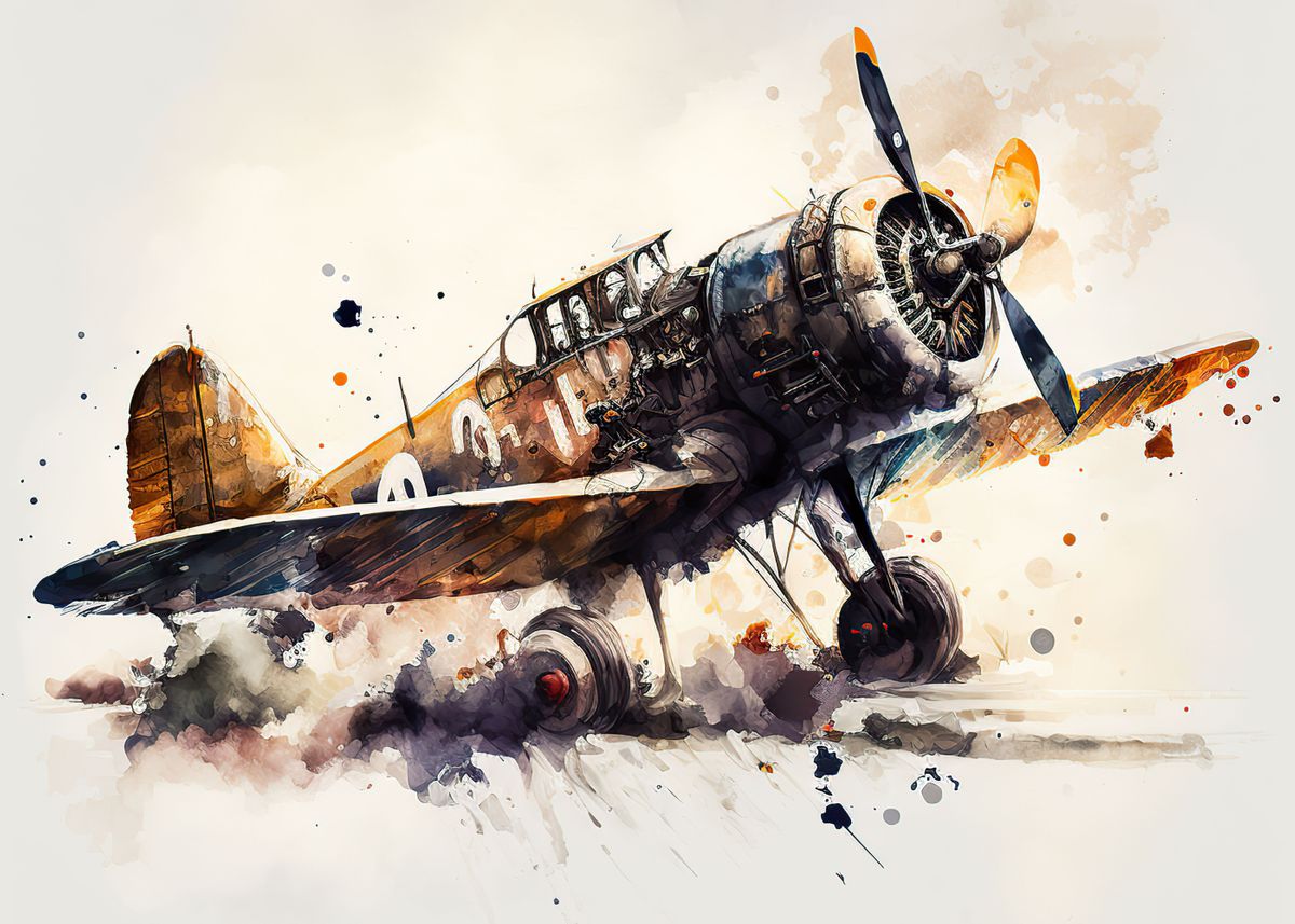 'War plane watercolor' Poster by Raheel Hollis | Displate