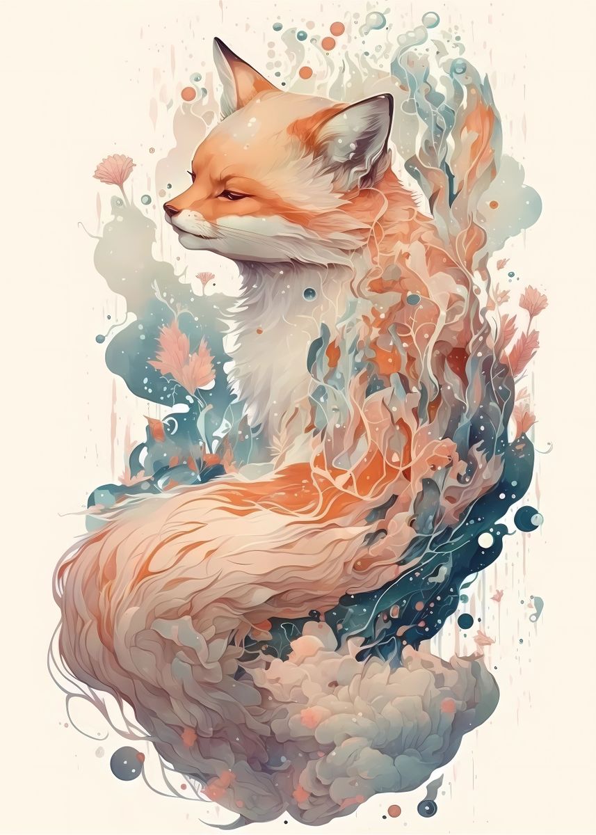 'Cute Fox' Poster, picture, metal print, paint by Francisco Creative ...