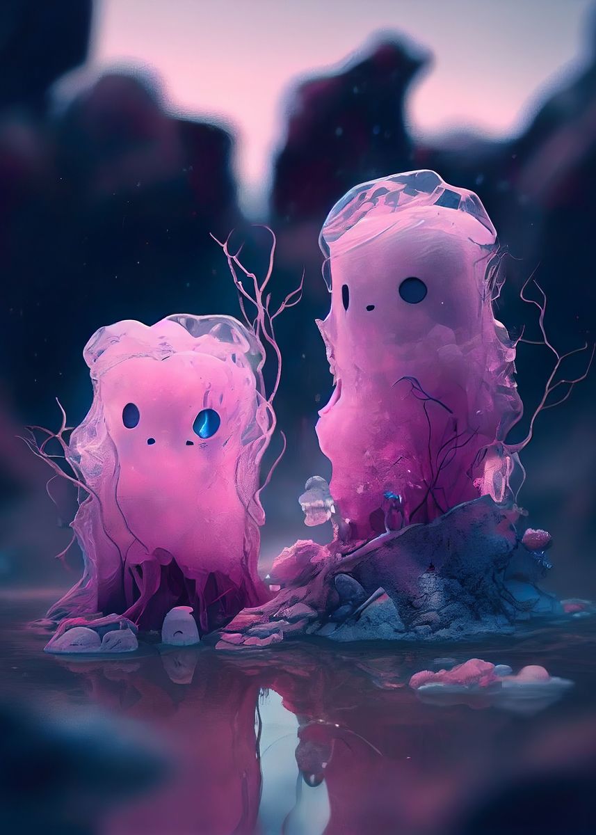 'Friendly Ghosts' Poster, picture, metal print, paint by Ilyrin | Displate