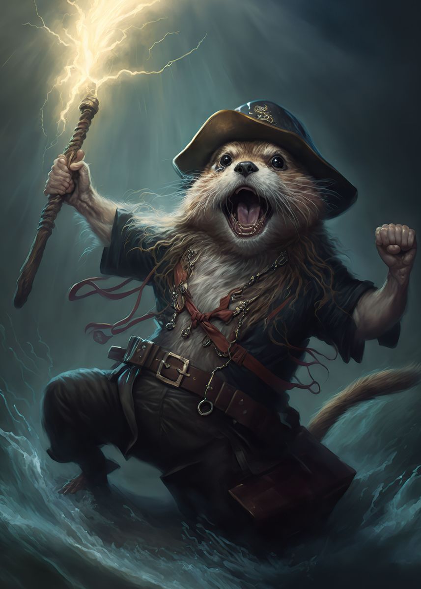 'Pirate otter' Poster, picture, metal print, paint by Anime Poster ...