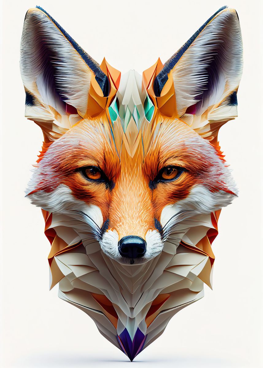 'Fox Abstract Animal Face' Poster by Whimsical Animals | Displate