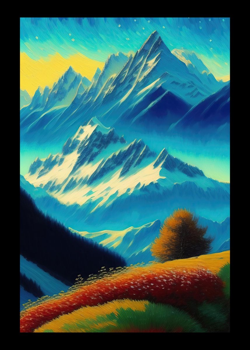 'SnowCapped Mountains' Poster, picture, metal print, paint by ...