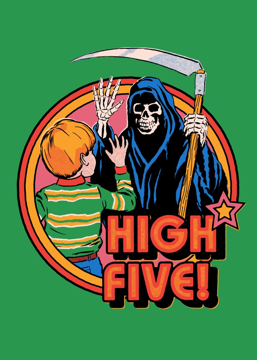'High Five' Poster, picture, metal print, paint by Steven Rhodes | Displate