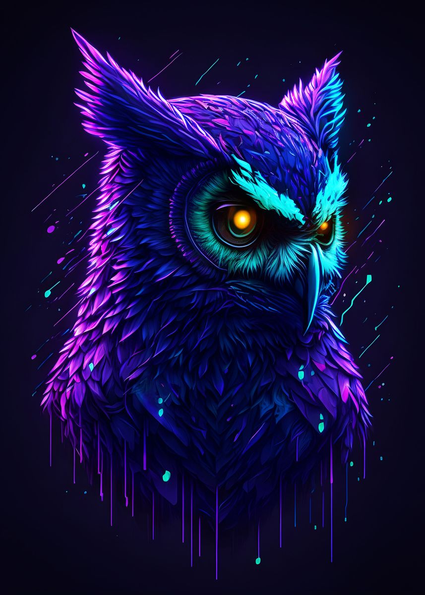 'The menacing Owl' Poster, picture, metal print, paint by Ryu Ookami ...