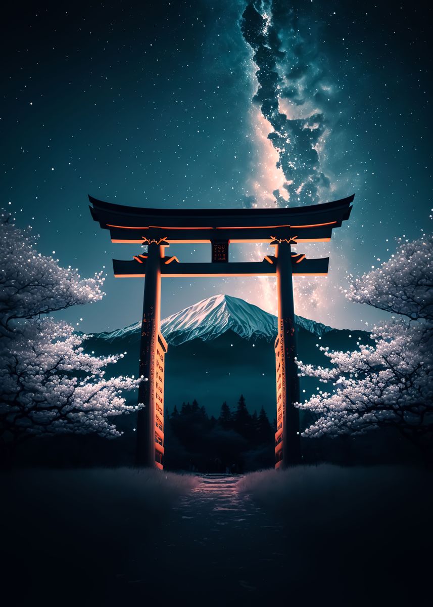 'japanese gate anime' Poster, picture, metal print, paint by Hari ...