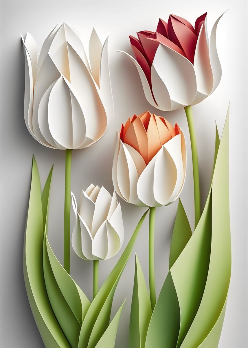 'tulips paper craft' Poster, picture, metal print, paint by Nathan ...
