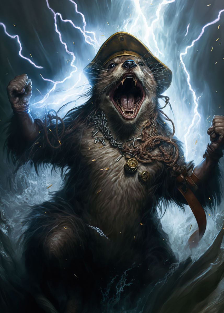 'Pirate otter' Poster, picture, metal print, paint by Anime Poster ...