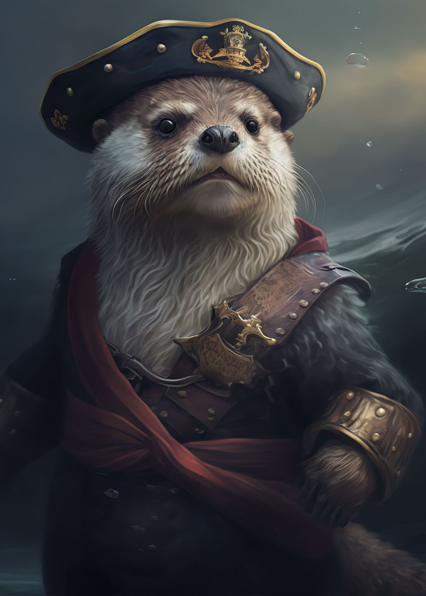 'Pirate otter' Poster, picture, metal print, paint by Anime Poster ...