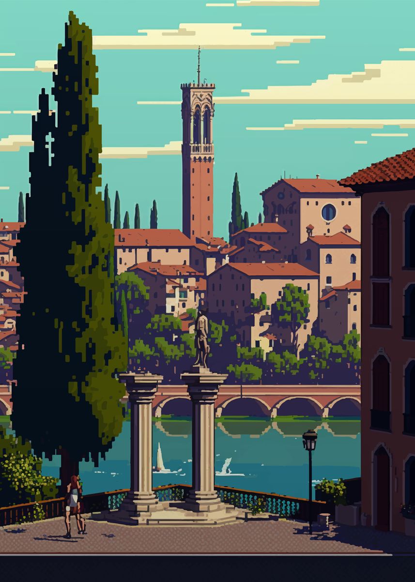 'Verona Pixel Art' Poster, picture, metal print, paint by M Art | Displate